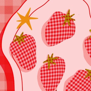 Strawberry Art Print | Fruit Poster | Colourful Kitchen Wall Art ...
