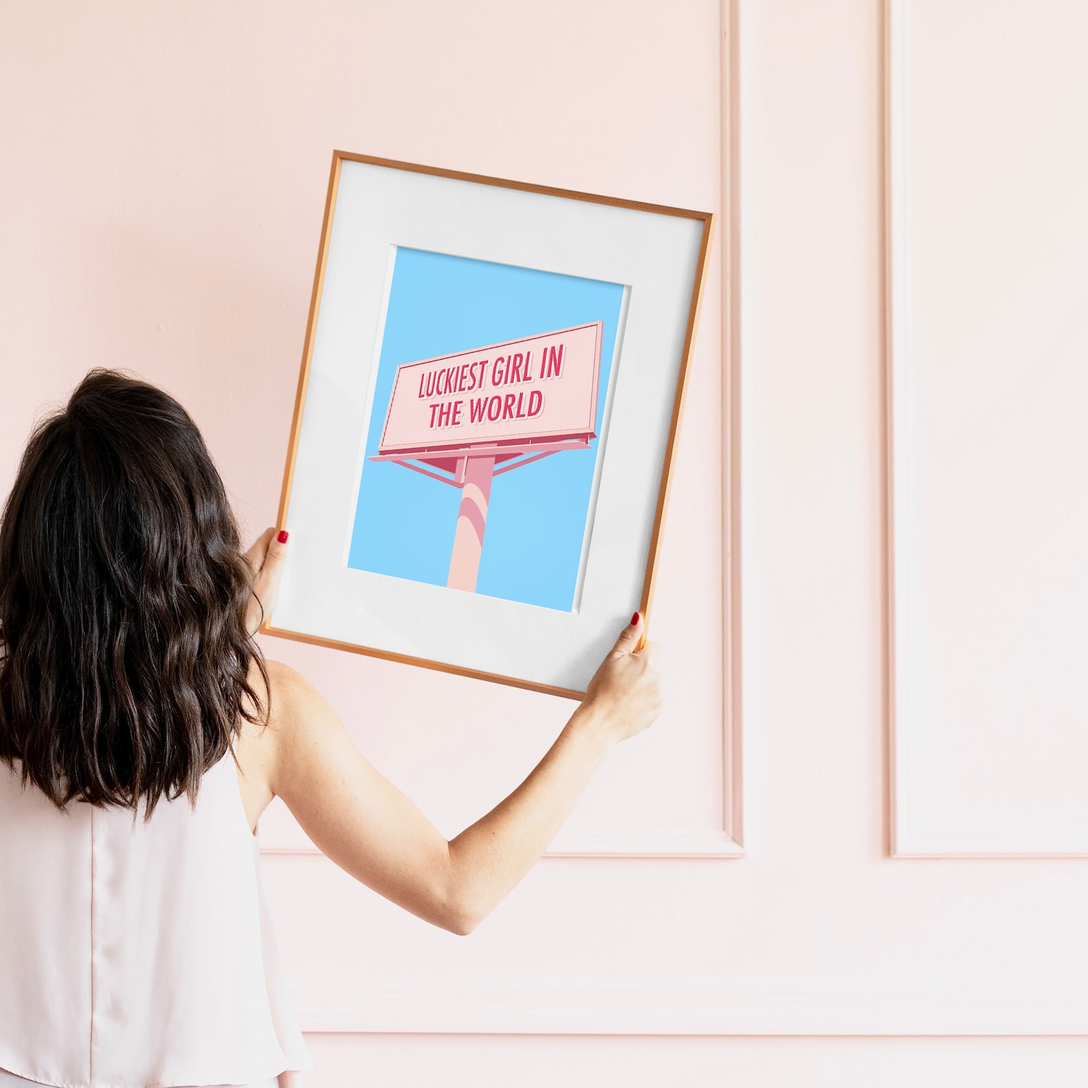 Lucky Girl Art Print Lucky Aesthetic Art Print Pink & Blue - Etsy UK