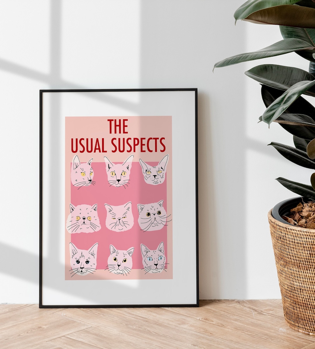 Pink Printable Cat Art Print Instant Download Printable Art - Etsy