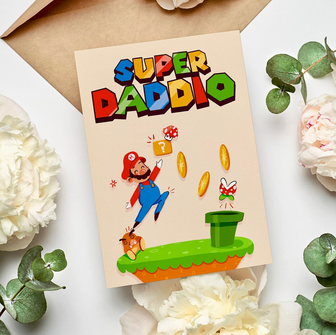 Printable Super Mario Inspired Father's Day Card Gamer Dad Retro ...