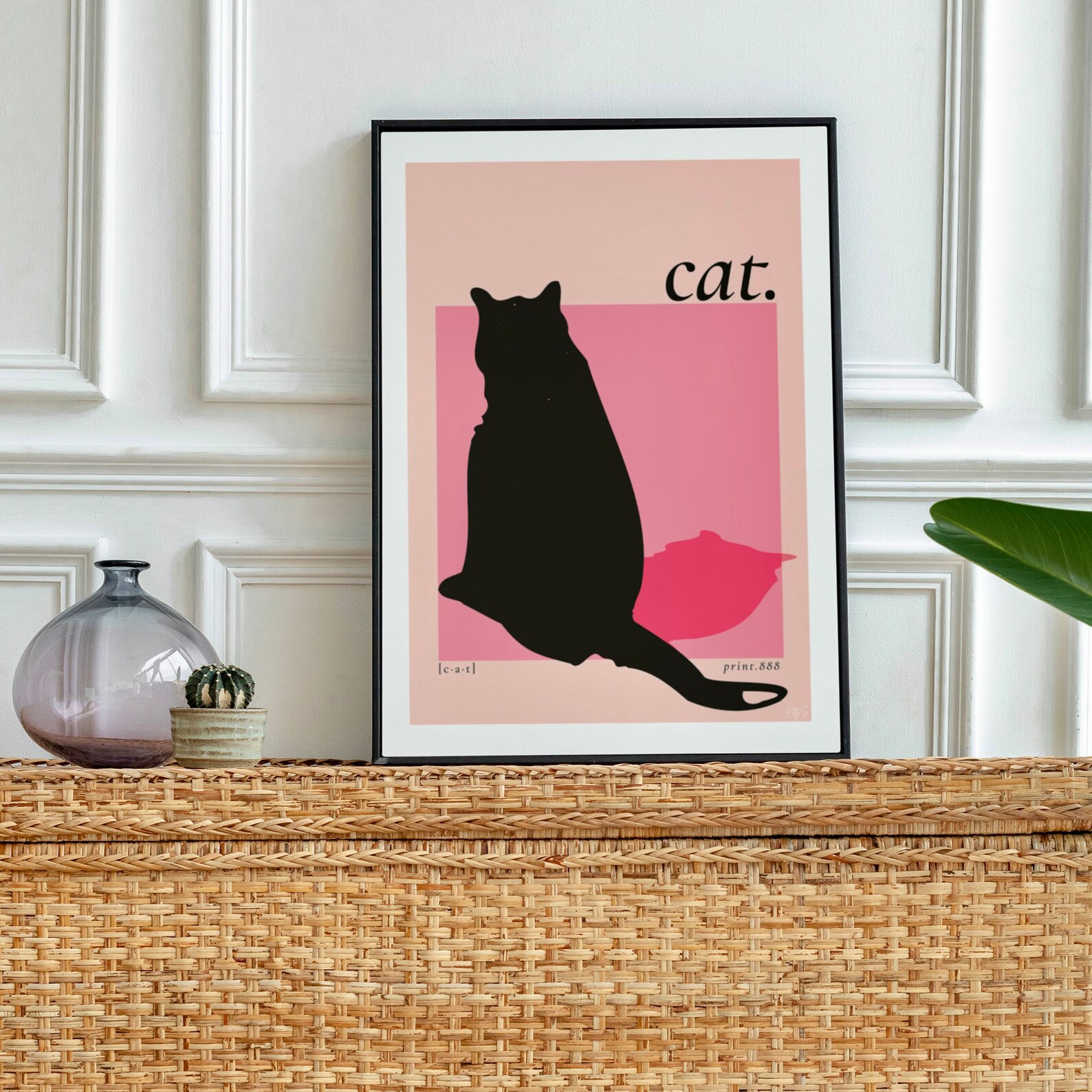 Cat Art Print Mid-century Cat Poster Retro Cat Art Print - Etsy