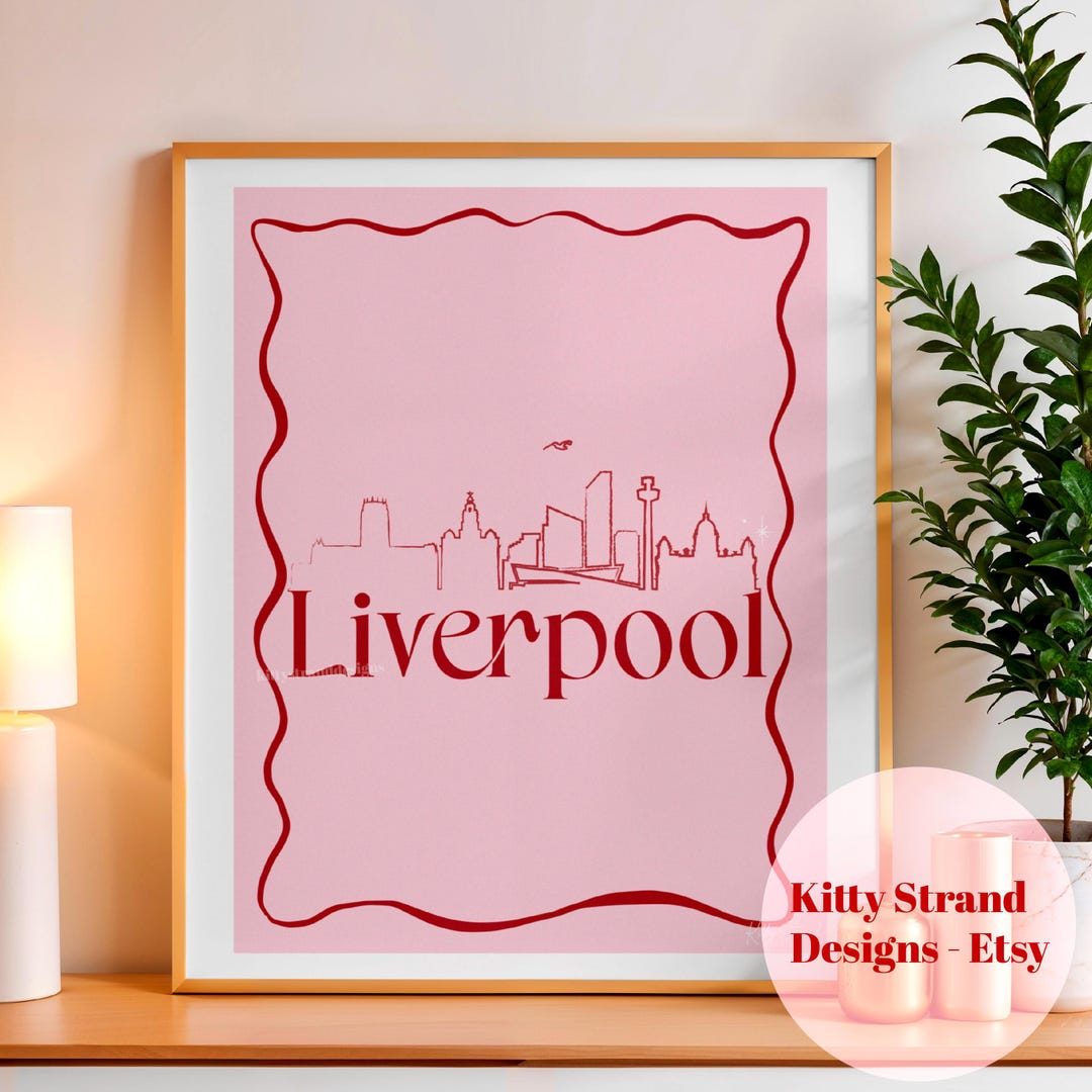 Liverpool Art Print - Northern Wall Art - Minimalist Pink Art - Scouser ...
