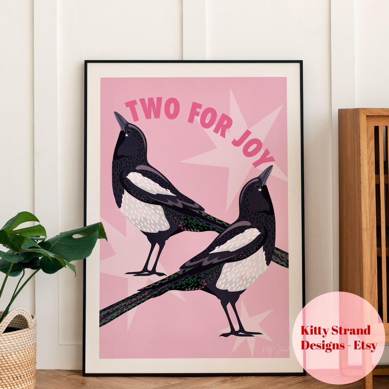 Magpie Print Two for Joy - Etsy
