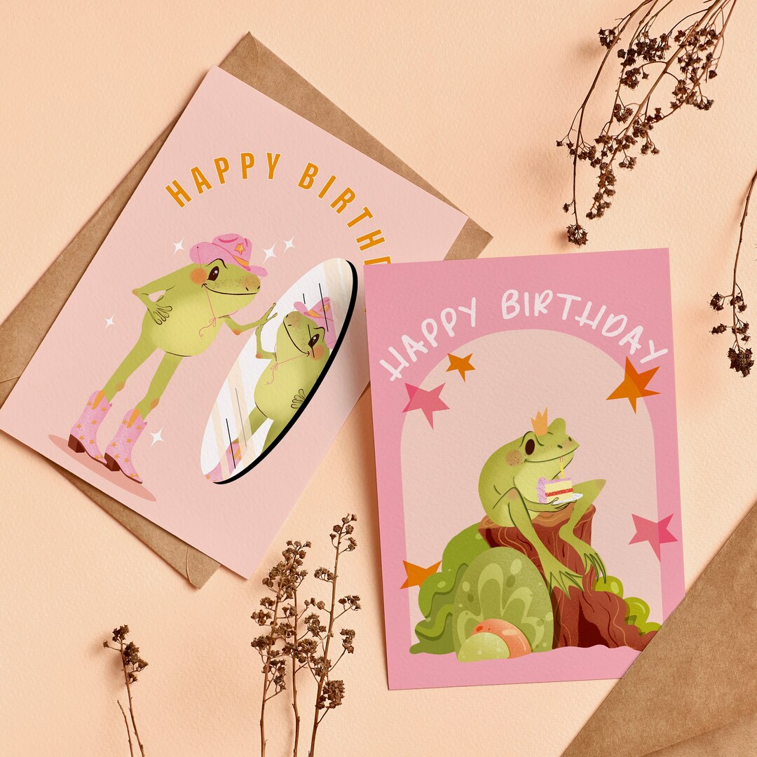 Multipack Printable Frog Birthday Cards | Instant Download Cards| Cute ...