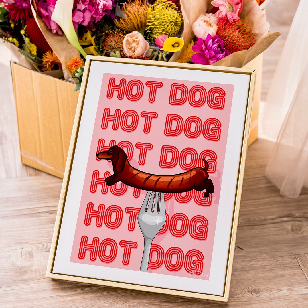 Hot Dog Art Print Dachshund Poster Sausage Dog Art Dog Lover Gift ...