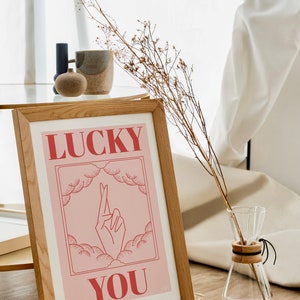 Printable Lucky Art Print Pink & Red Luck Art Lucky Girl Syndrome Print ...