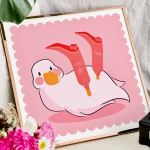 Howdy Partner Duck Art Print cowboy Art Duck Aesthetic Art Print Pink ...