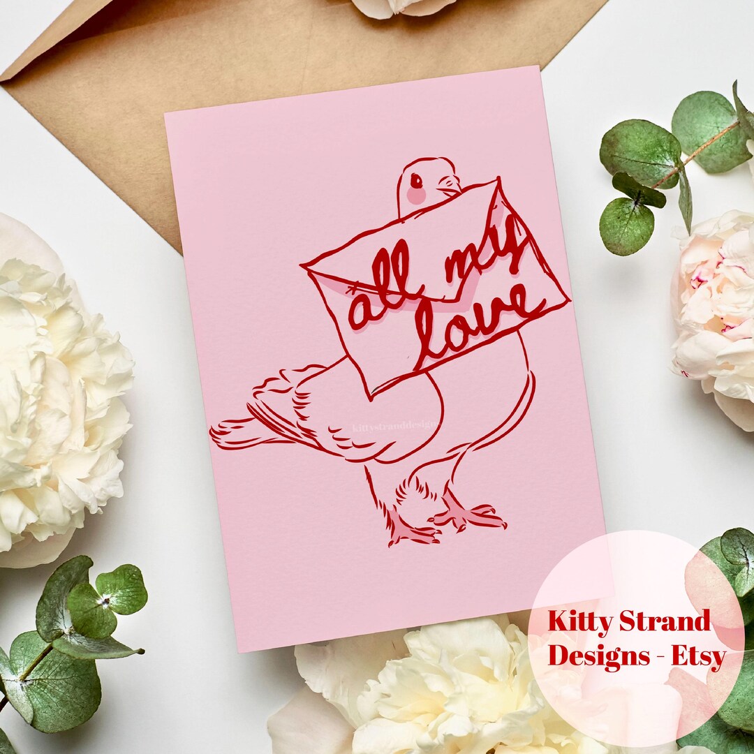 Printable Valentines Day Card sending All My Love Card Card for ...