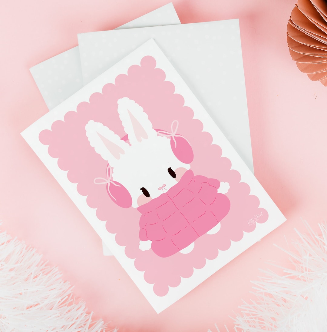 Pink Bunny Art Print Bunny Aesthetic Art Cold Winter Aesthetic Print ...