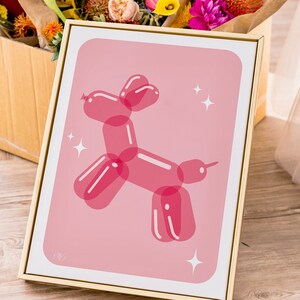 Printable Balloon Dog Art Print Pink Balloon Animal Art Pink Retro Wall ...