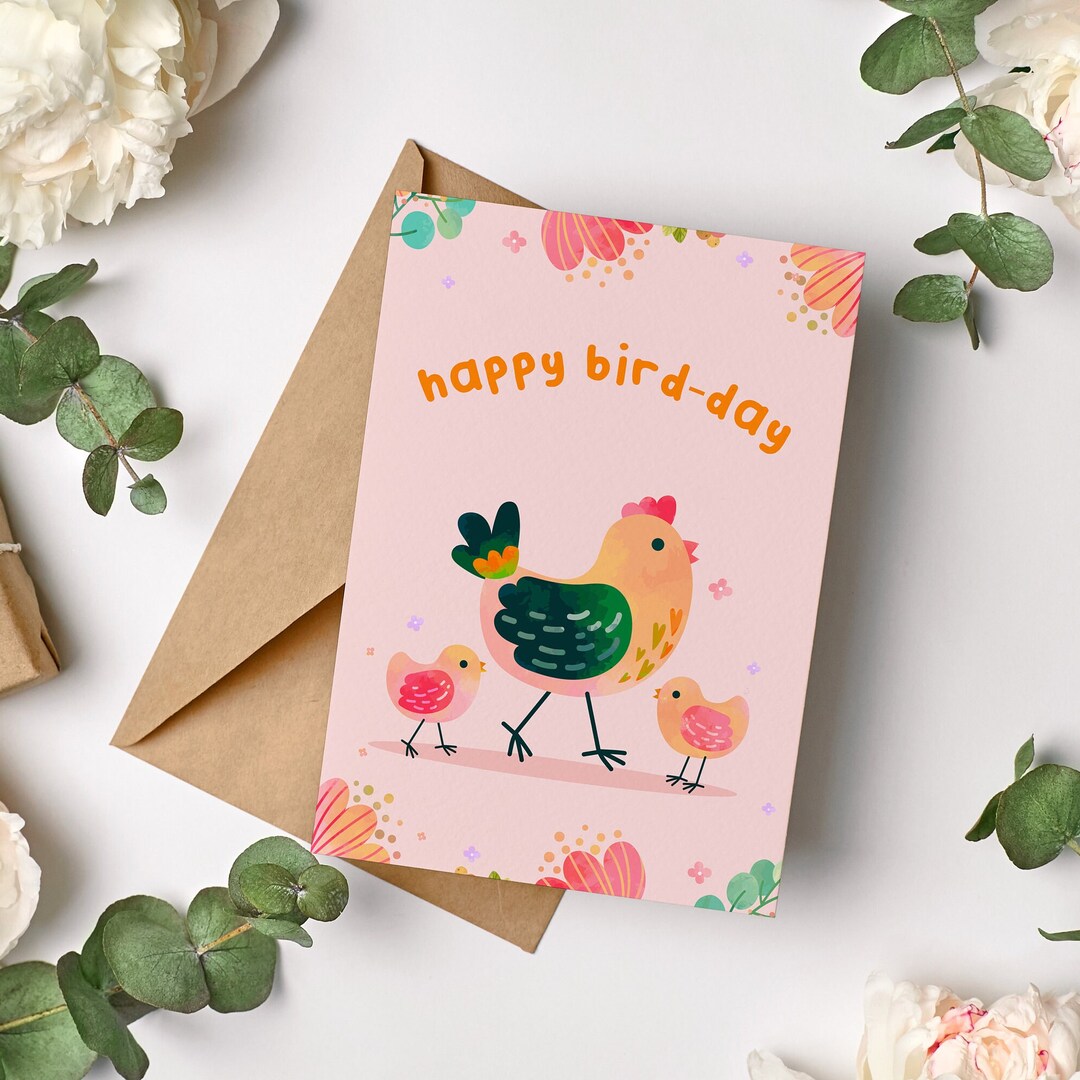 Printable Happy Bird-day Card | Instant Download Animal Birthday Card ...