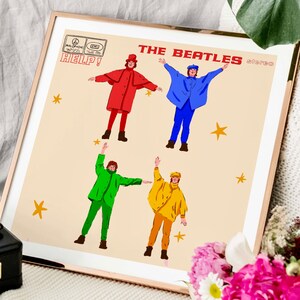 The Beatles Help Album Art Print Retro Beatles Poster 1960s Music ...