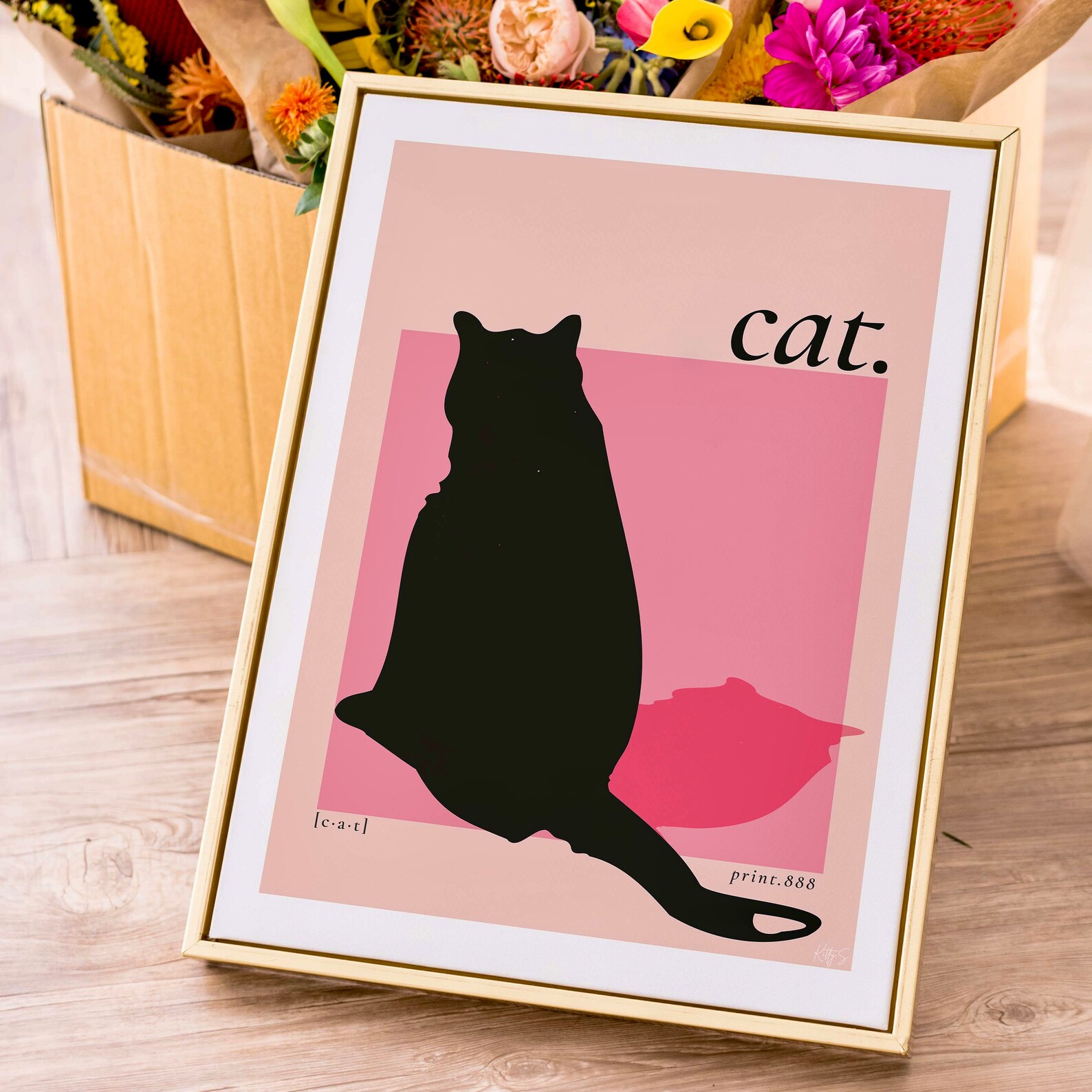 Cat Art Print Mid-century Cat Poster Retro Cat Art Print - Etsy