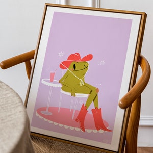 Howdy Partner Frog Art Print Frog Aesthetic Art Print Lilac Green Wall ...