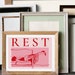 Rest Art Print Horizontal Art Print Above Bed Art Print Red & Pink Line ...