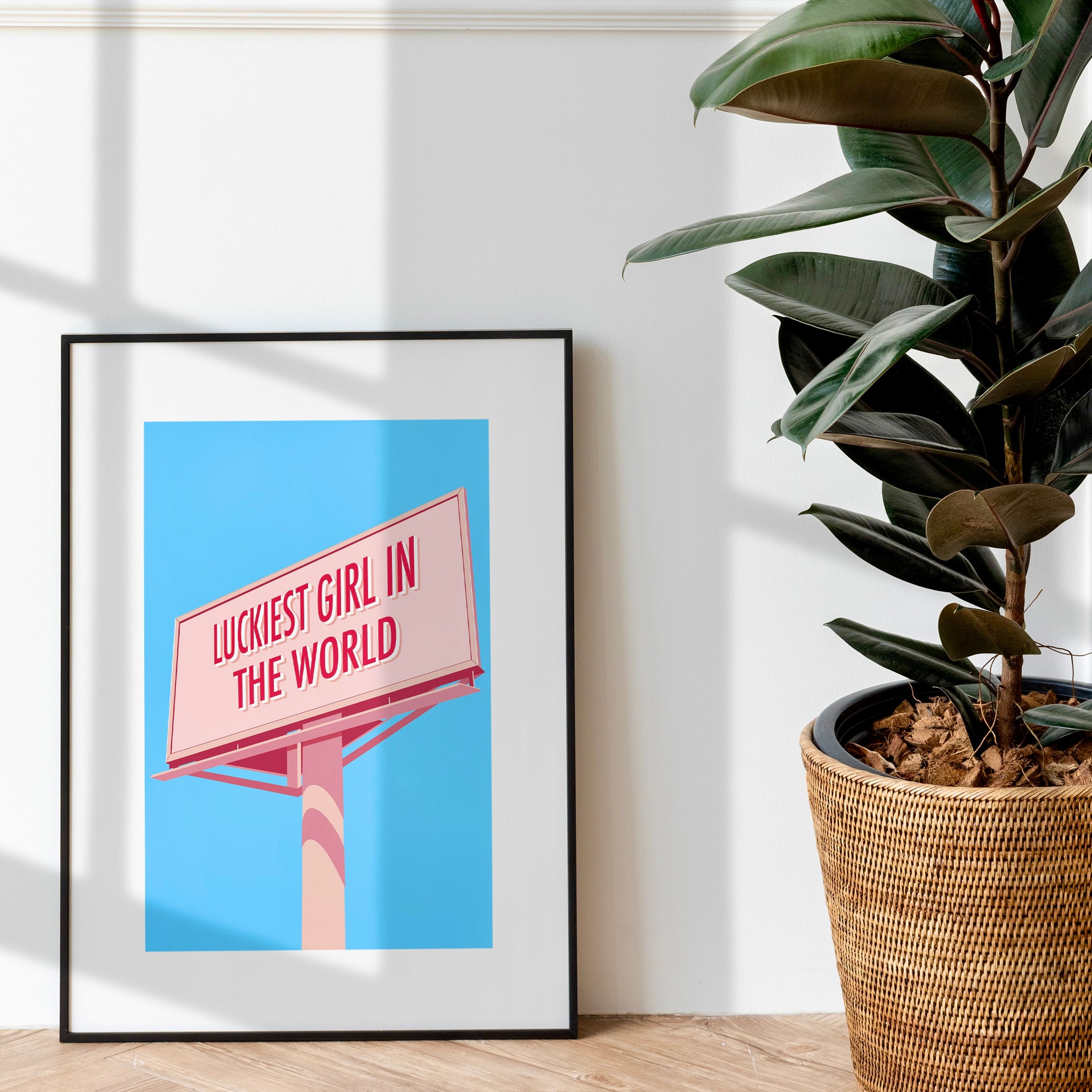 Lucky Girl Art Print Lucky Aesthetic Art Print Pink & Blue - Etsy UK