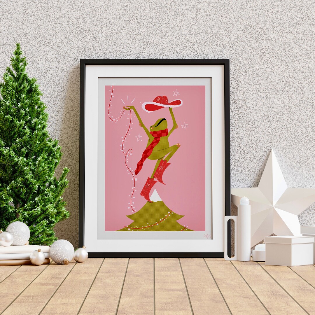 Printable Christmas Frog Art Print Digital Download Frog Art Print ...
