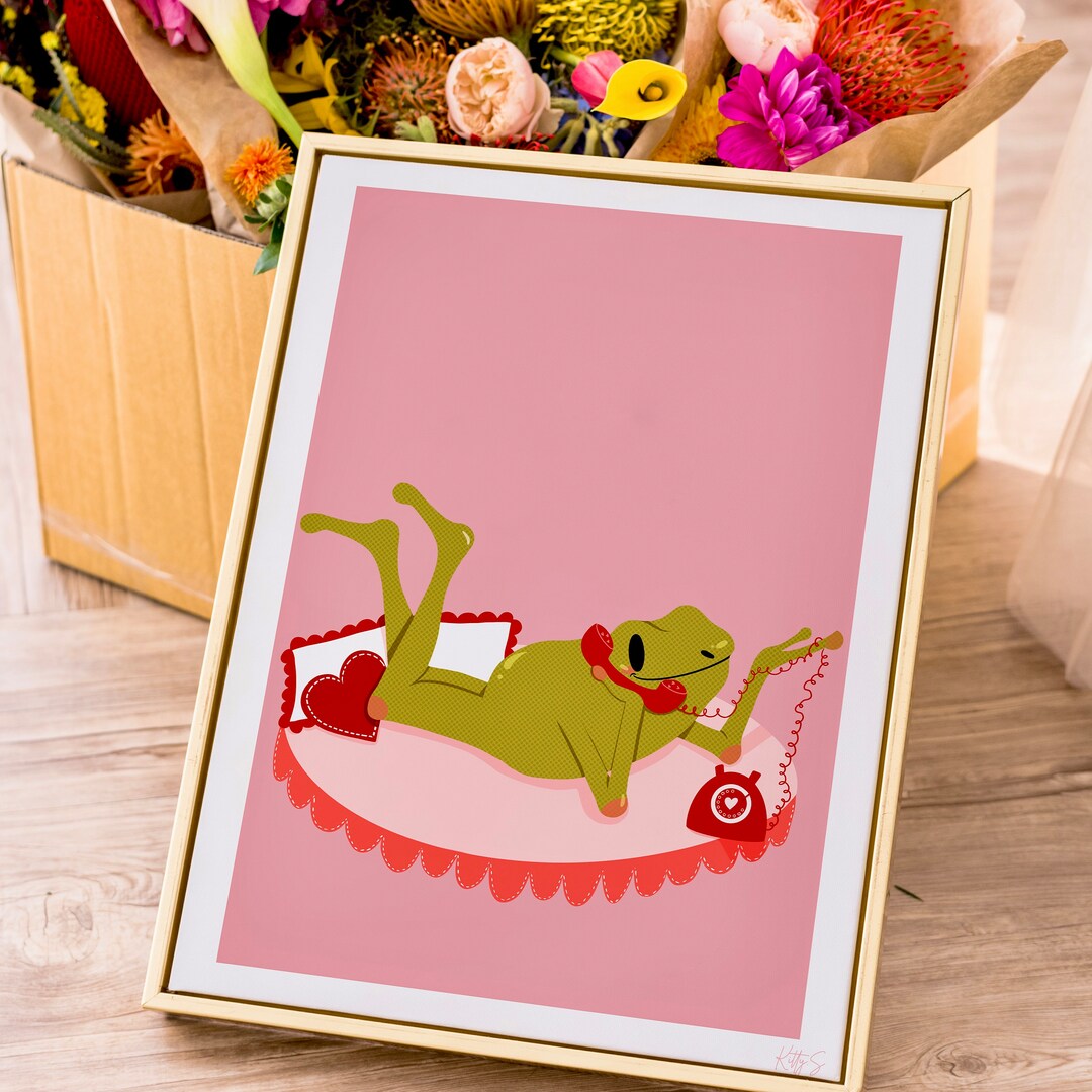 Cupid Frog Print Frog Aesthetic Art Print Pink Wall Art Girly ...