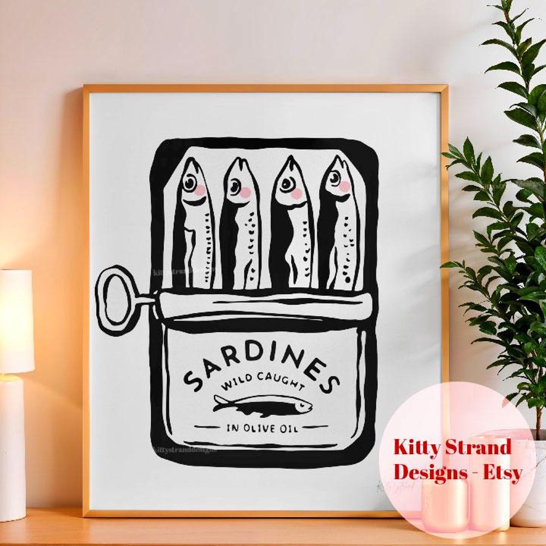 Sardines Art Print - Black & White Art - Gallery Wall Art - Aesthetic ...
