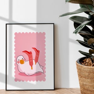 Howdy Partner Duck Art Print cowboy Art Duck Aesthetic Art Print Pink ...