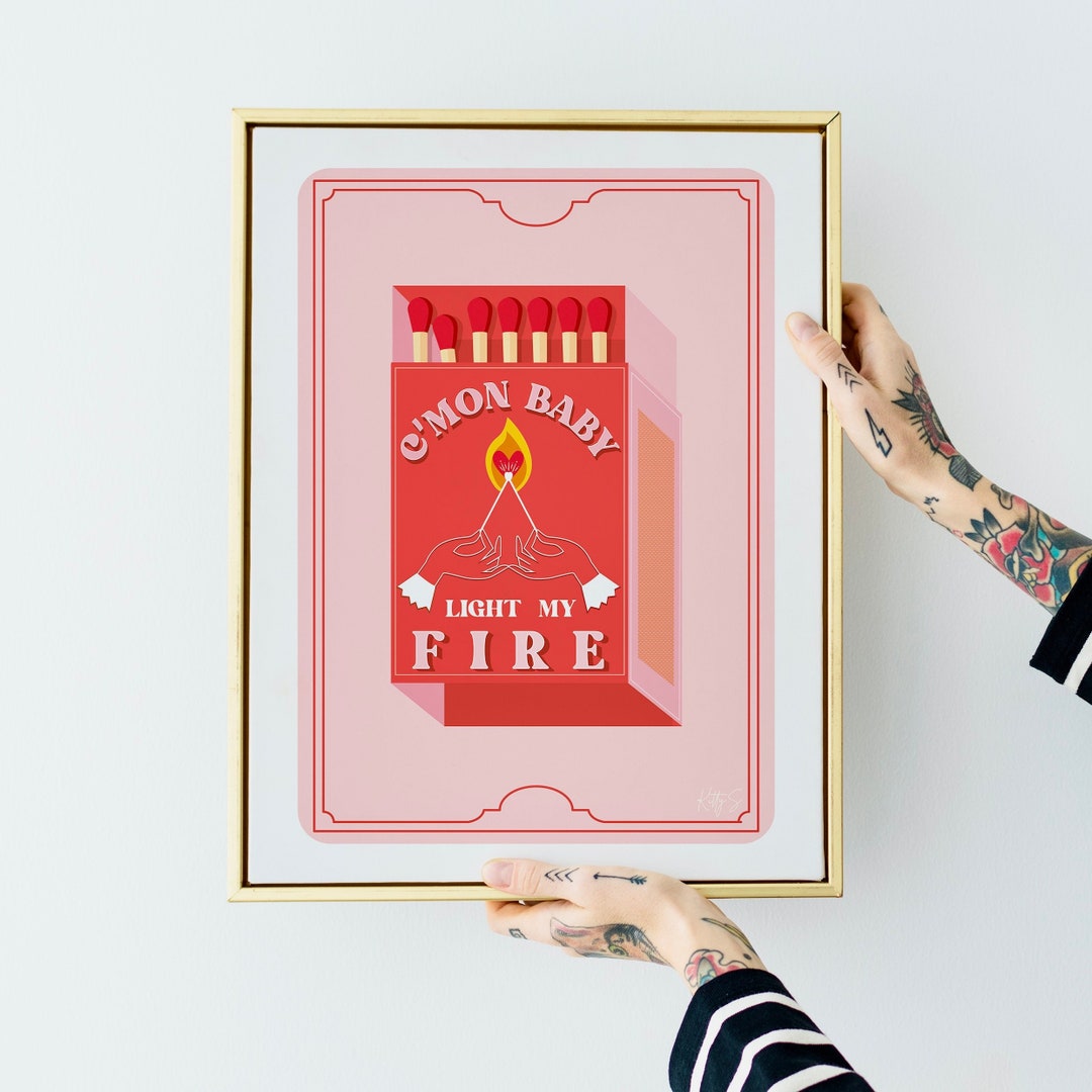 Printable Matchbox Art Print Digital Pink Art Come on Baby - Etsy