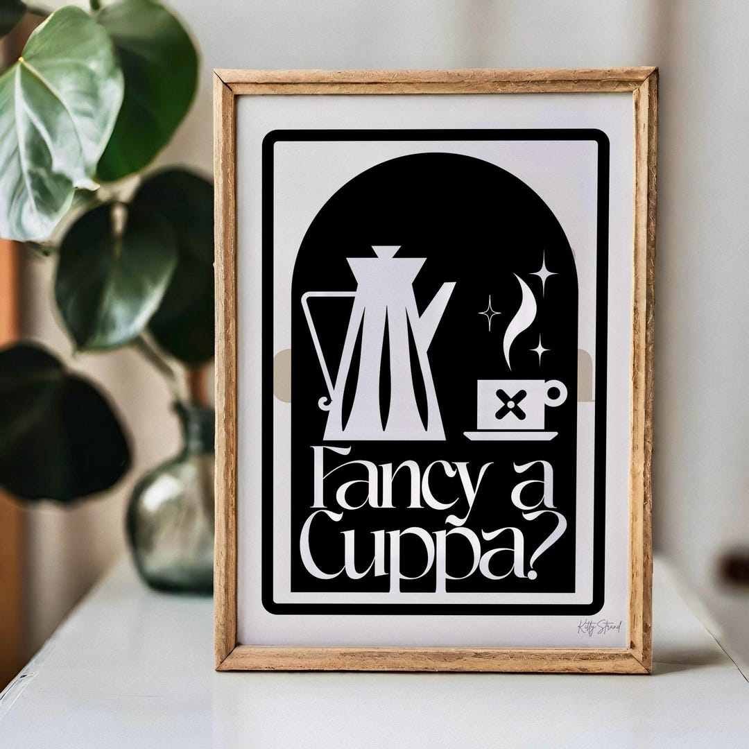 Fancy a Cuppa? Black & White Kitchen Wall Art: Mid-centry Art - Etsy