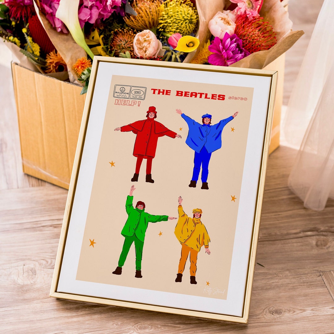 The Beatles Help Album Art Print Retro Beatles Poster 1960s Music ...