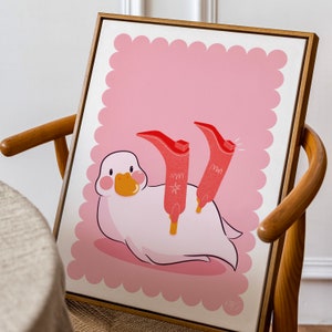Howdy Partner Duck Art Print cowboy Art Duck Aesthetic Art Print Pink ...