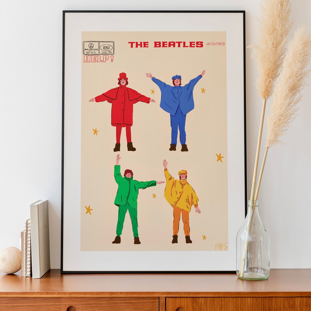 The Beatles Help Album Art Print Retro Beatles Poster - Etsy
