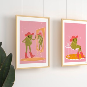 Set of 2 Howdy Partner Frog Art Prints Pack of 2 Frog Aesthetic Art ...