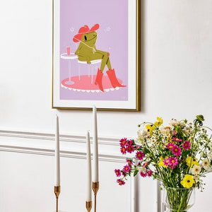 Howdy Partner Frog Art Print Frog Aesthetic Art Print Lilac Green Wall ...