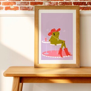 Howdy Partner Frog Art Print Frog Aesthetic Art Print Lilac Green Wall ...