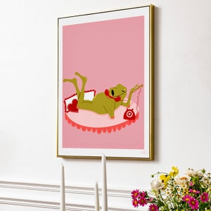 Cupid Frog Print Frog Aesthetic Art Print Pink Wall Art Girly ...