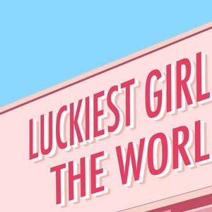 Lucky Girl Art Print Lucky Aesthetic Art Print Blue Wall Art Lucky Girl ...