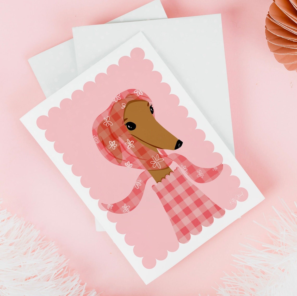 Pink Greyhound Art Print: Dog in Bonnet Illustration (digital Download ...