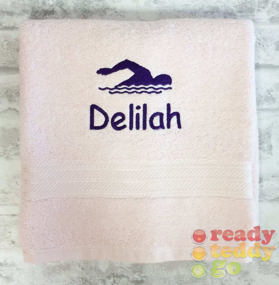 Personalised Swimming Towel with Embroidered Swim Logo Unisex | Etsy