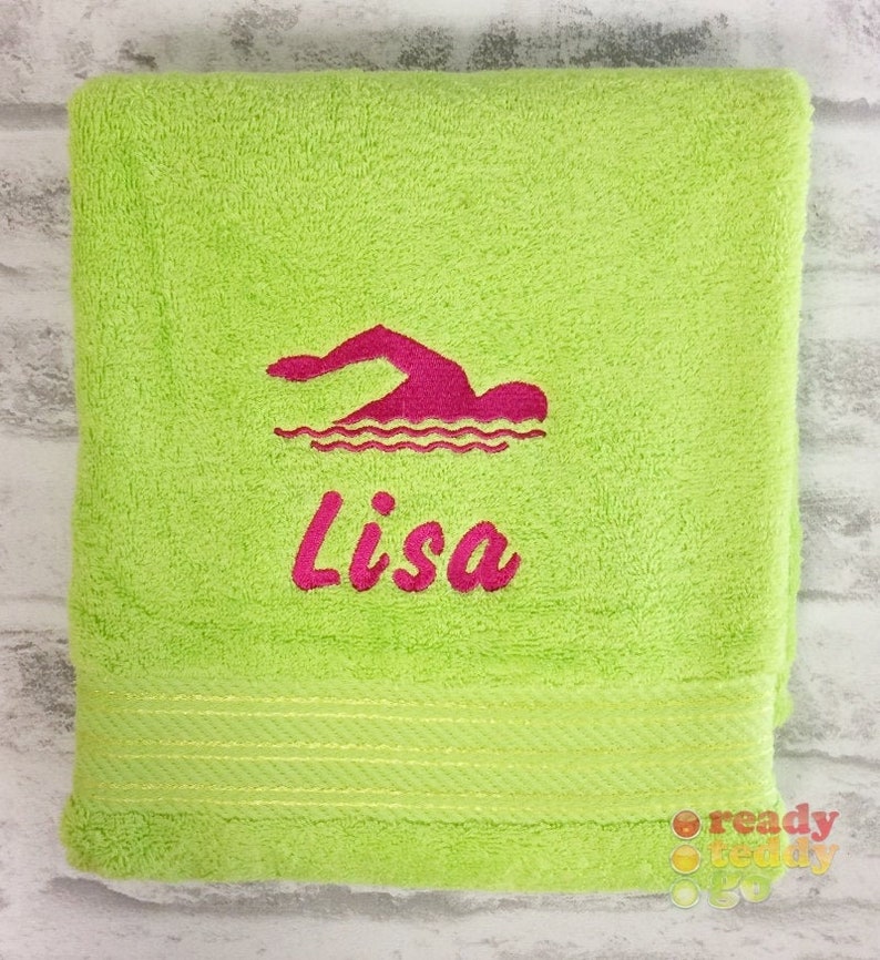 Personalised Swimming Towel with Embroidered Swim Logo Unisex | Etsy