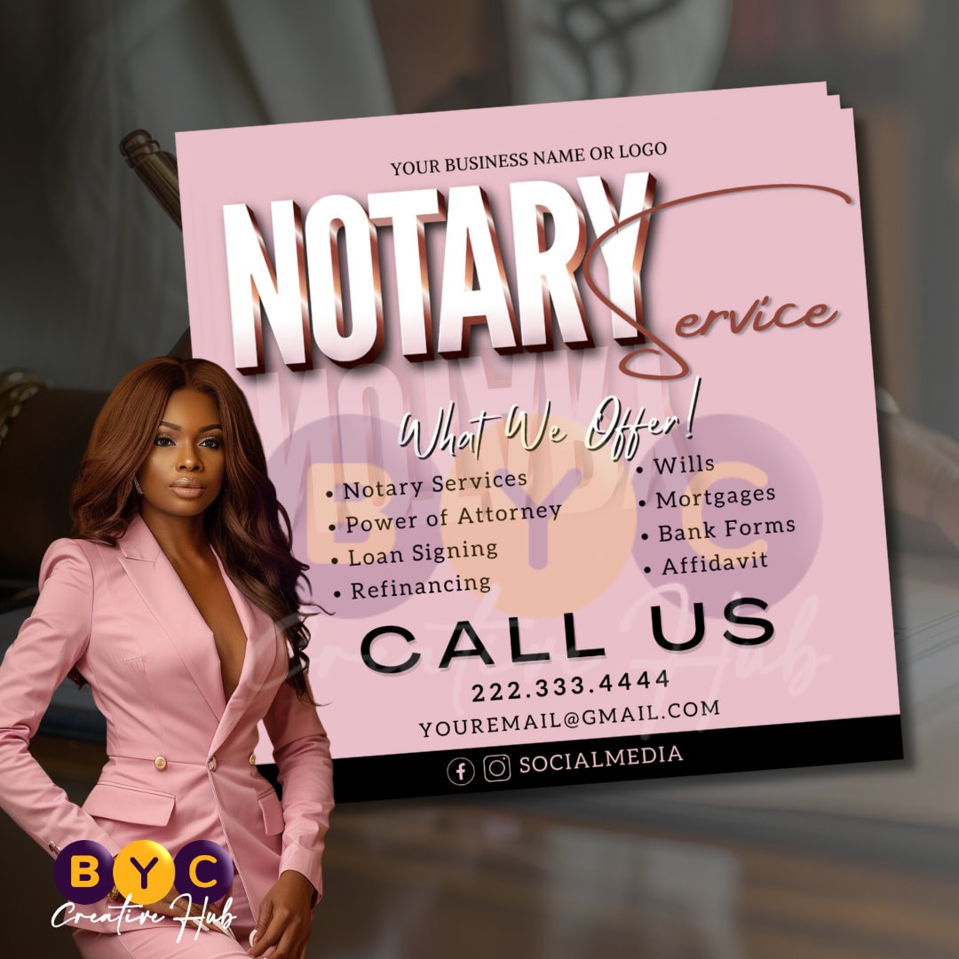 Notary Social Media Flyer, Editable Canva Flyer Template, Customizable ...