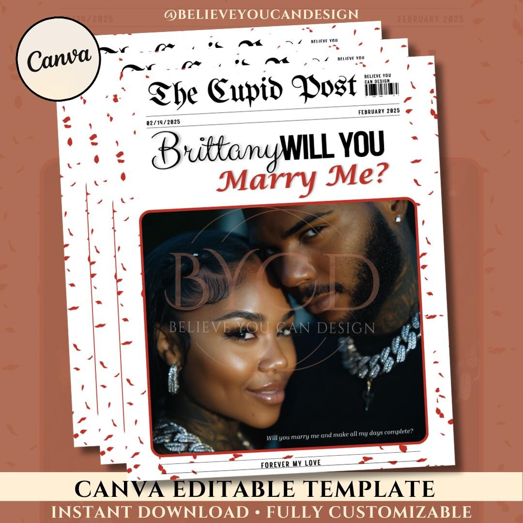 Will You Marry Me Newspaper Template, Proposal Announcement Canva ...