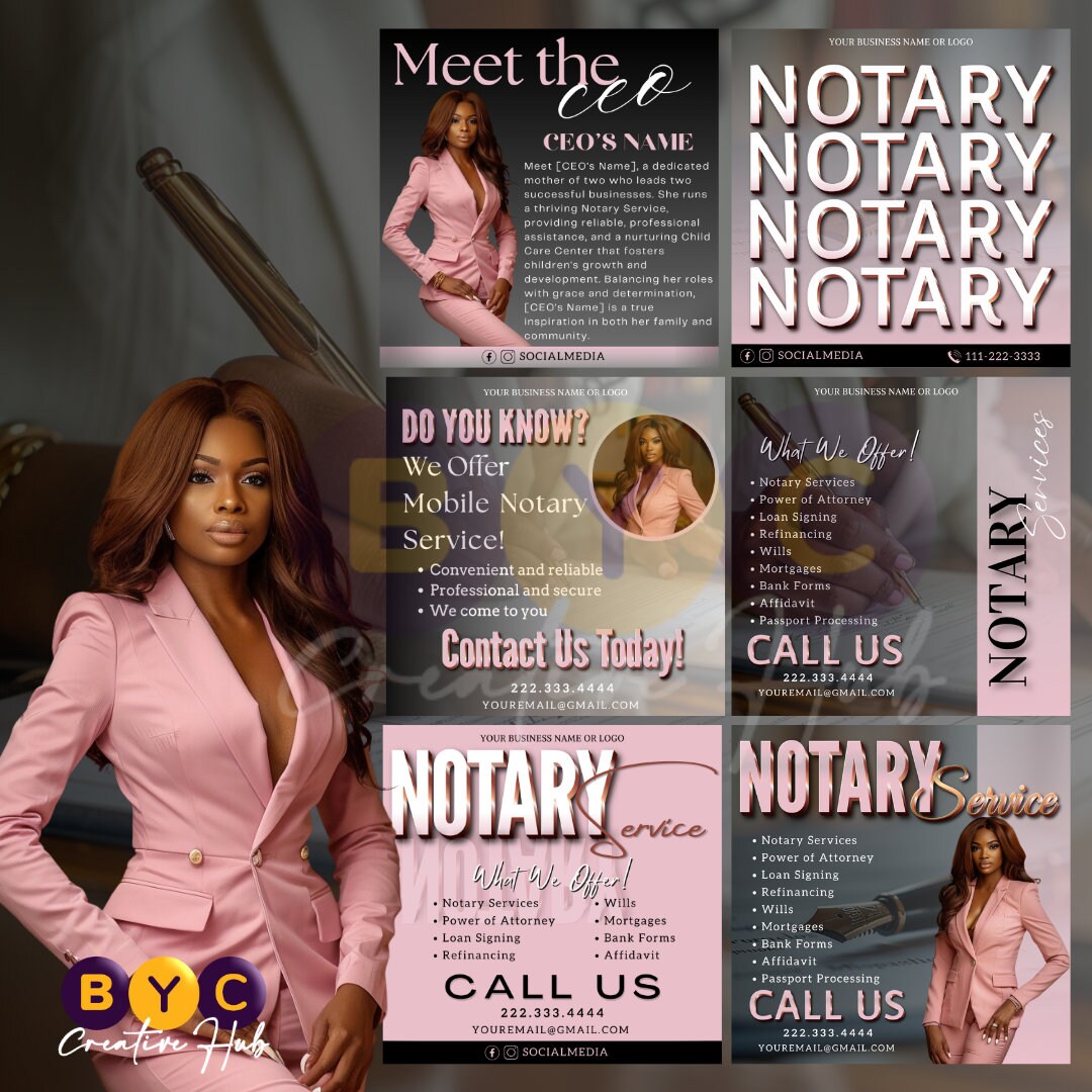 Notary Social Media Flyers Template Bundle, Editable Canva Flyer ...