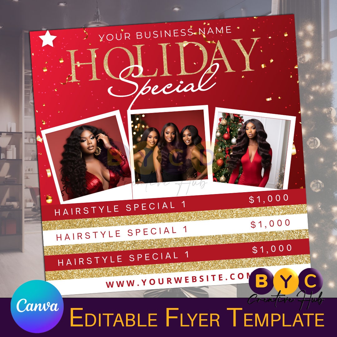 Editable Stylist Flyer, Custom Hair Salon Design, Canva Template ...