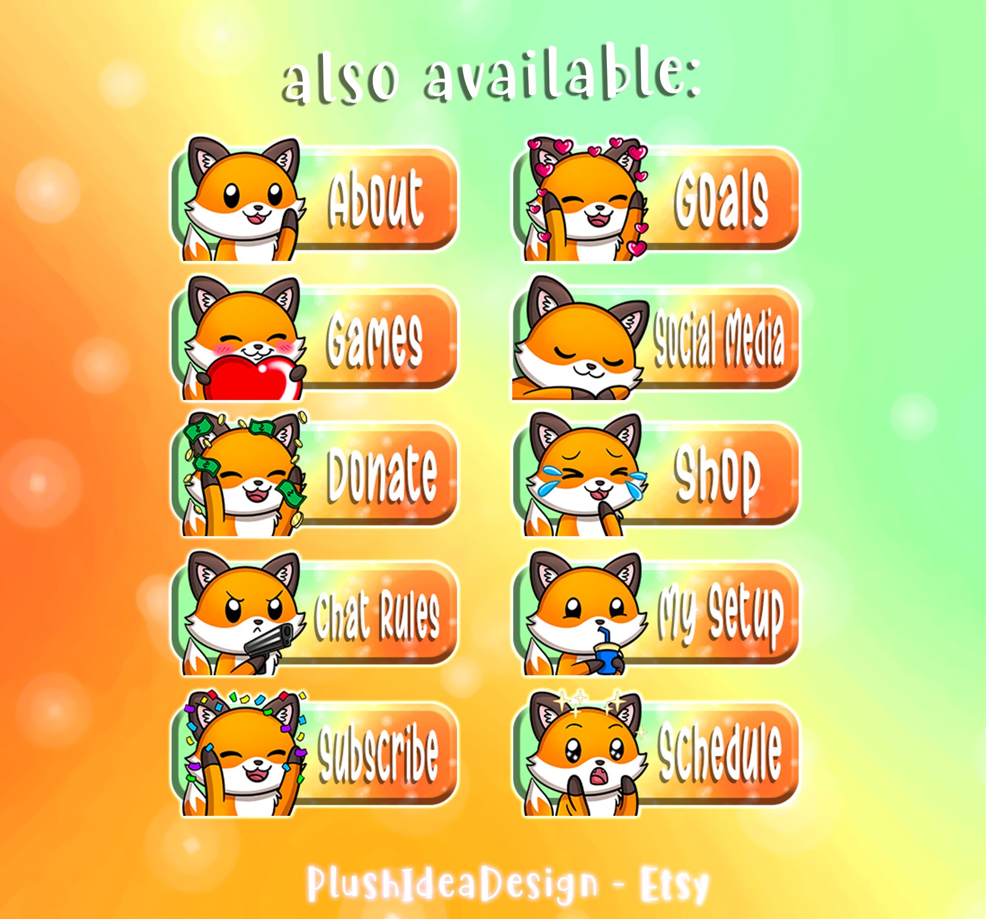 Cute Fox Sip - Twitch Sub Emote | Twitch Subscribers Emote - Cute ...