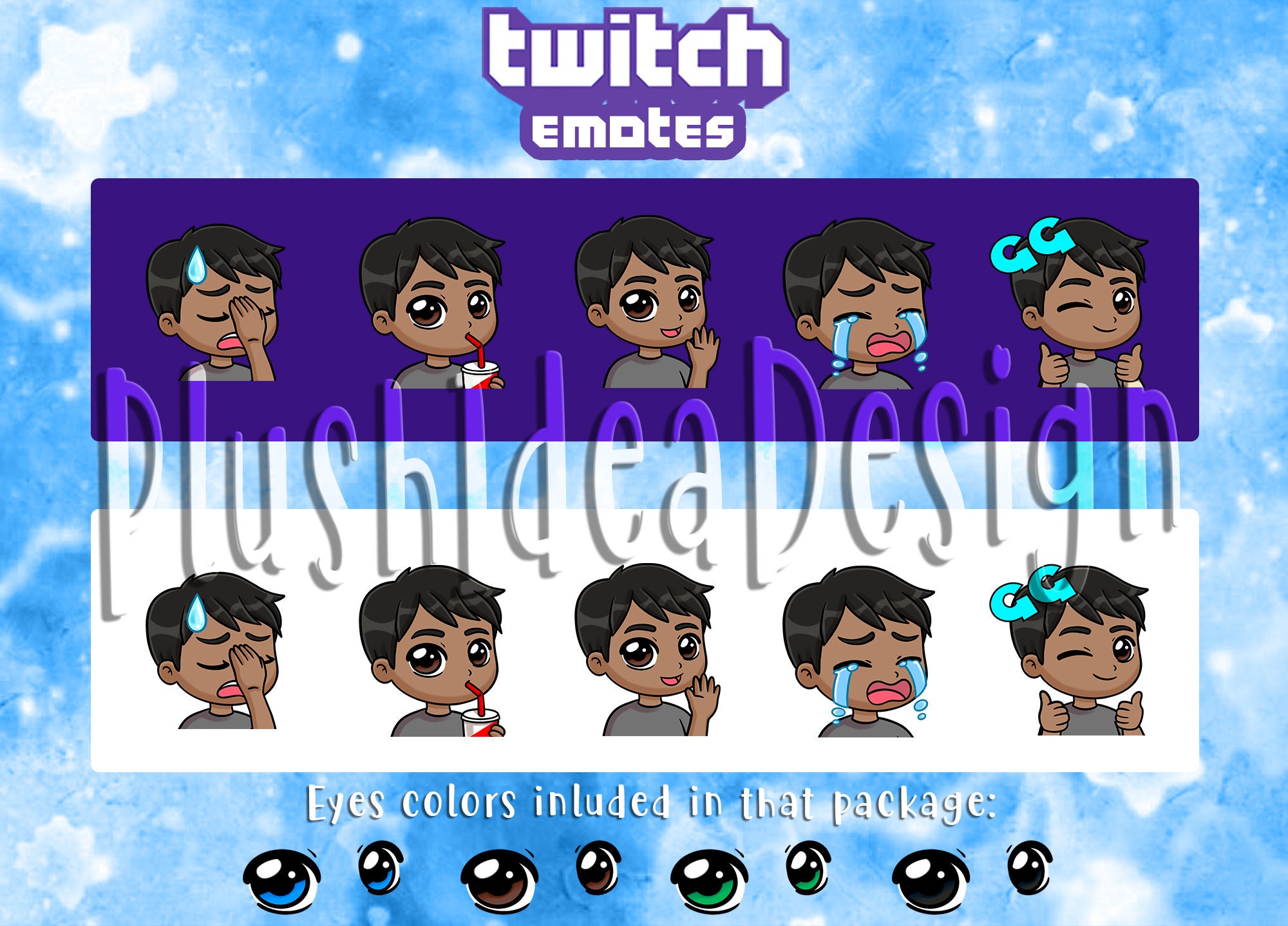 Cute Chibi Custom Black Hair Tan Boy - Waving, Hi, GG, Good Game ...