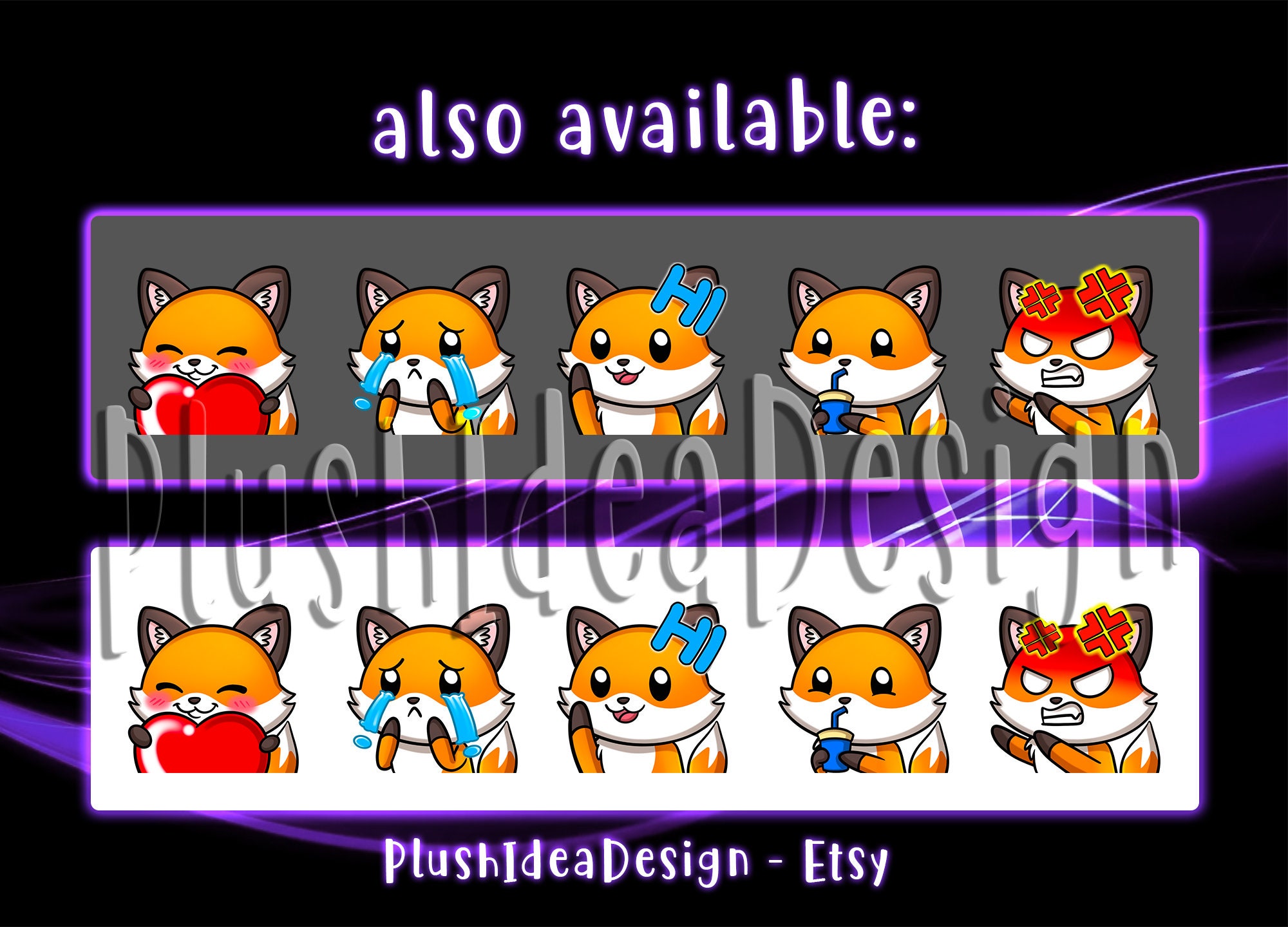 Cute Fox Sip - Twitch Sub Emote | Twitch Subscribers Emote - Cute ...
