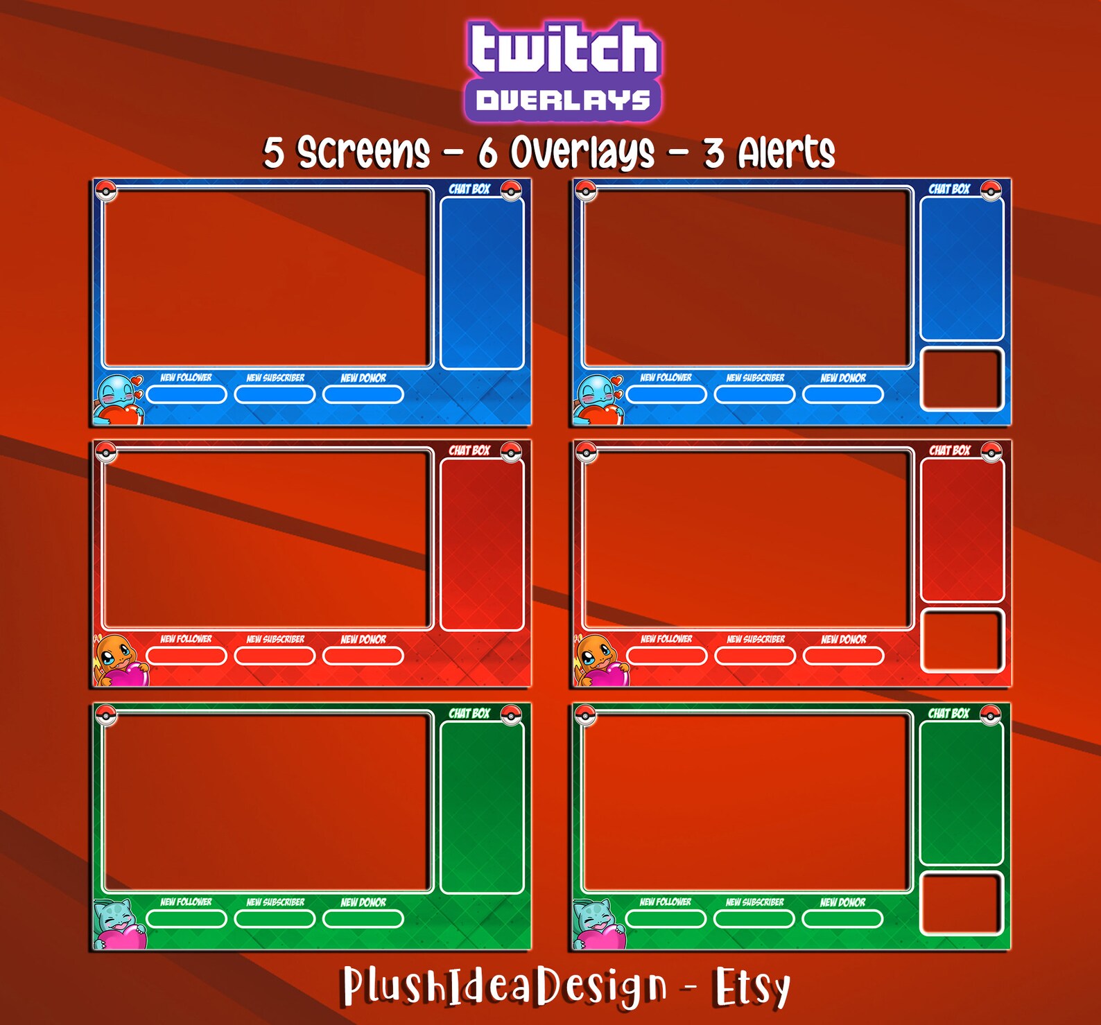 Twitch Screens Alerts and Overlays Pack Pokemon Bulbasaur - Etsy