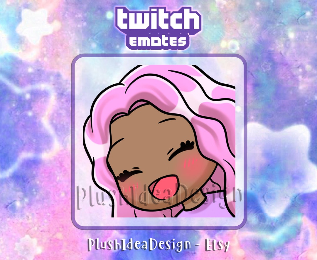 Ayaya meme Lindo bronceado rosa rizado pelo chica Twitch Sub Emote ...