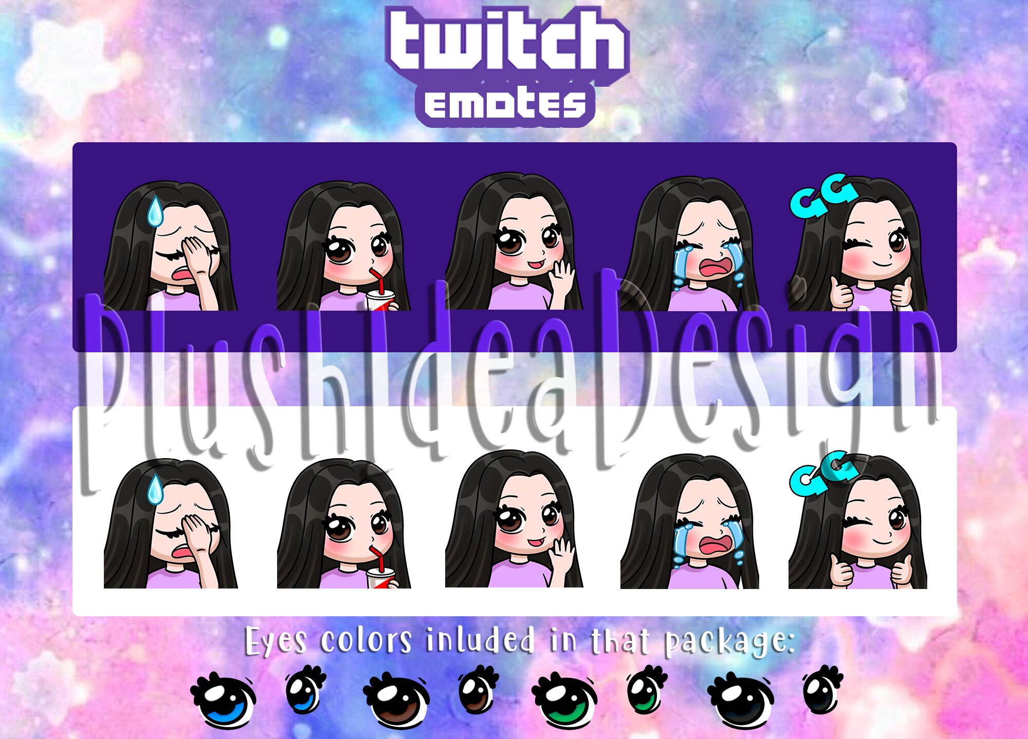 Cute Chibi Custom Black Straight Hair Girl Waving, Hi, GG, Good Game ...