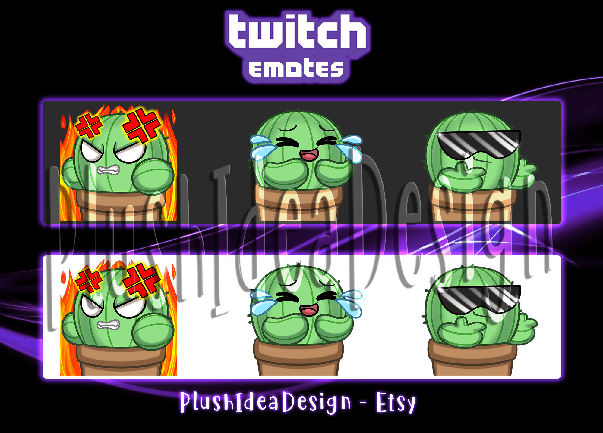 Cute Cactus Angry, Rage, Cool, Sunglasses, Lul, LOL - 3 Twitch Sub ...