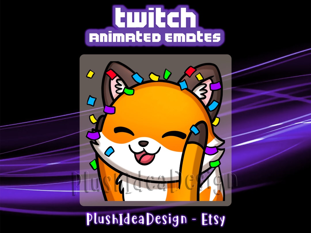ANIMATED Hype Confetti Happy Fox - ANIMATED Twitch Sub Emote - Etsy