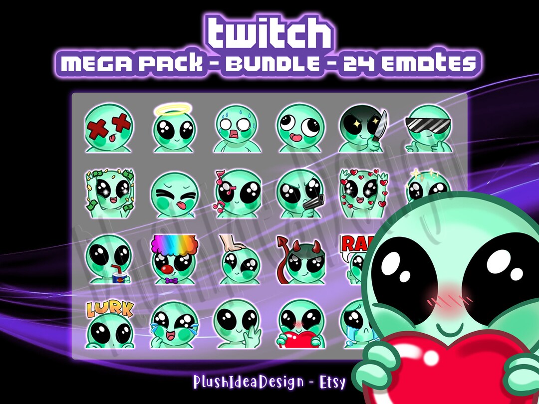 Cute Kawaii Alien Mega Pack - 24 Twitch Sub Emotes Pack - Aliens ...